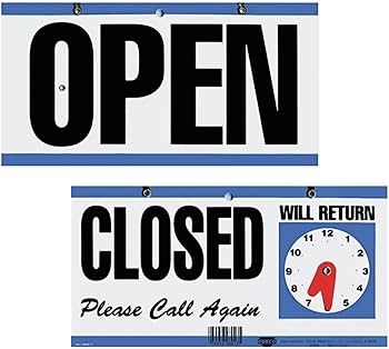 Bazic Open/Close Time Sign – Shock 'N' Stock